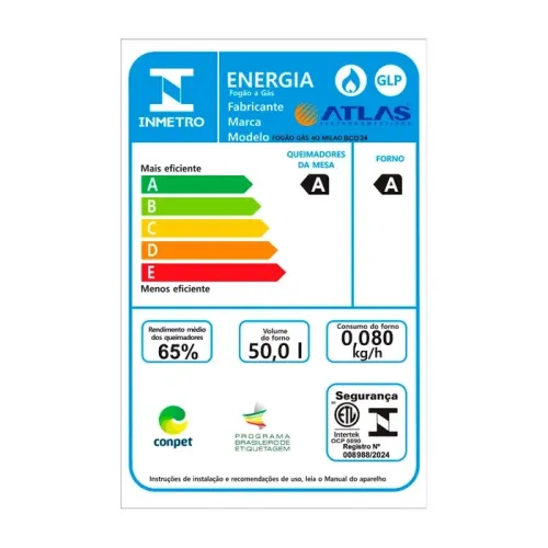 ATLAS FOGAO GAS 4Q MILAO PRETO